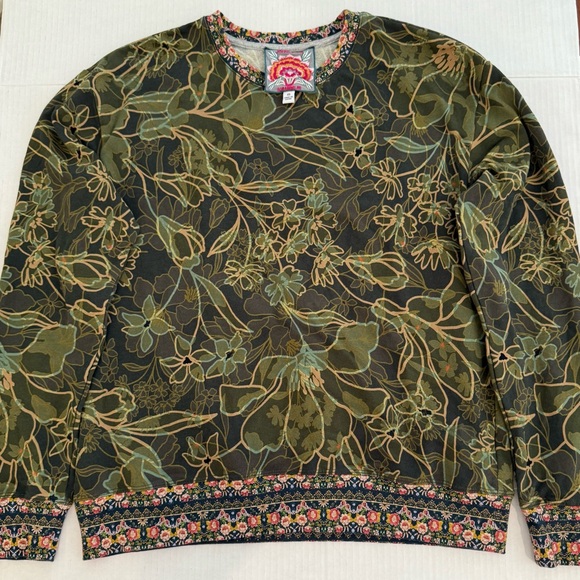 Johnny Was | Tops | Johnny Was Hirz Camo Floral Crewneck Long Sleeve ...